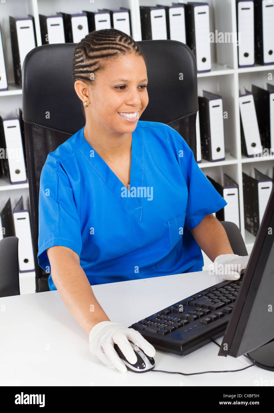 African american medical researcher working in office Stock Photo - Alamy