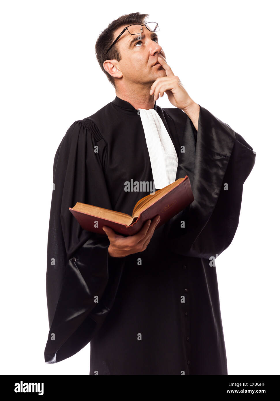 one caucasian lawyer man in studio isolated on white background Stock ...