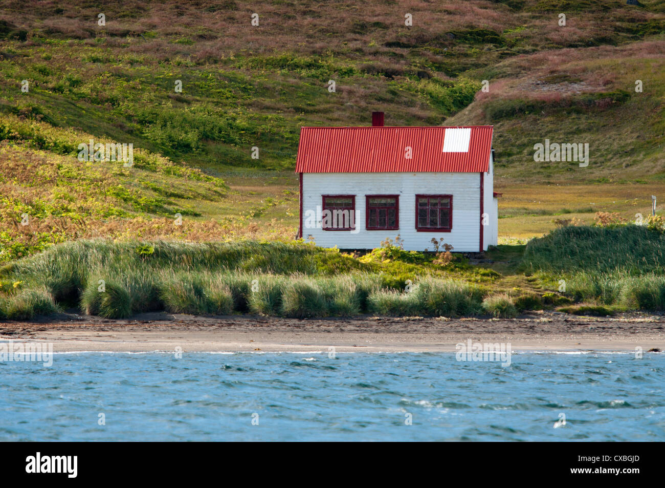 A photograph of the Old houses in the abandoned village of Hesteyri in ...