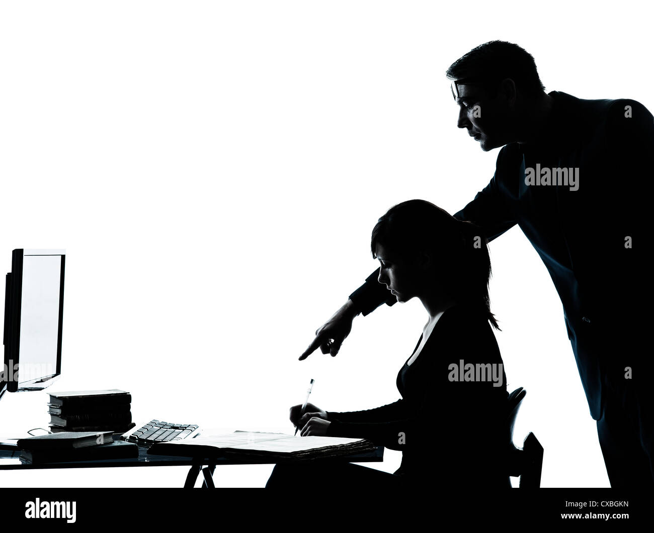 one man father professor and student teenager girl helping for homework ...