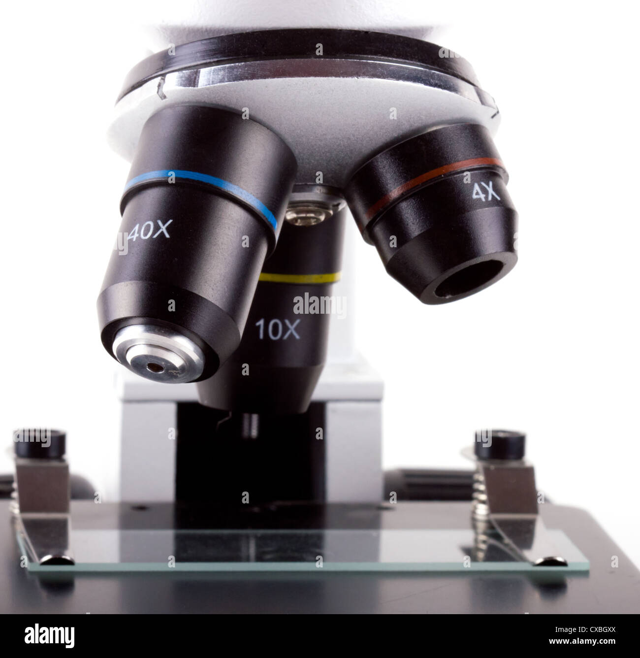 Microscope isolated on white Stock Photo - Alamy