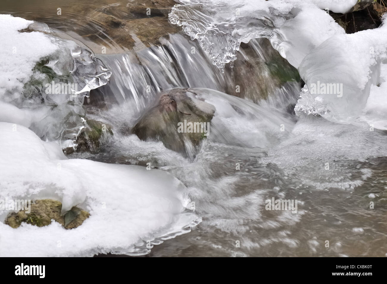 flowing of river water and ice formation Stock Photo - Alamy