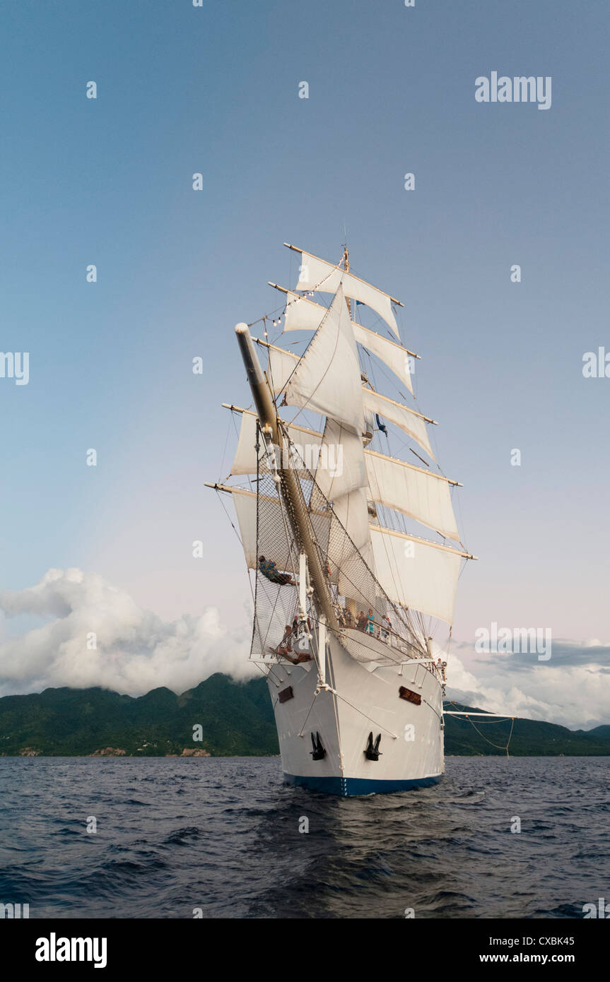Star Clipper sailing cruise ship, Dominica, West Indies, Caribbean ...