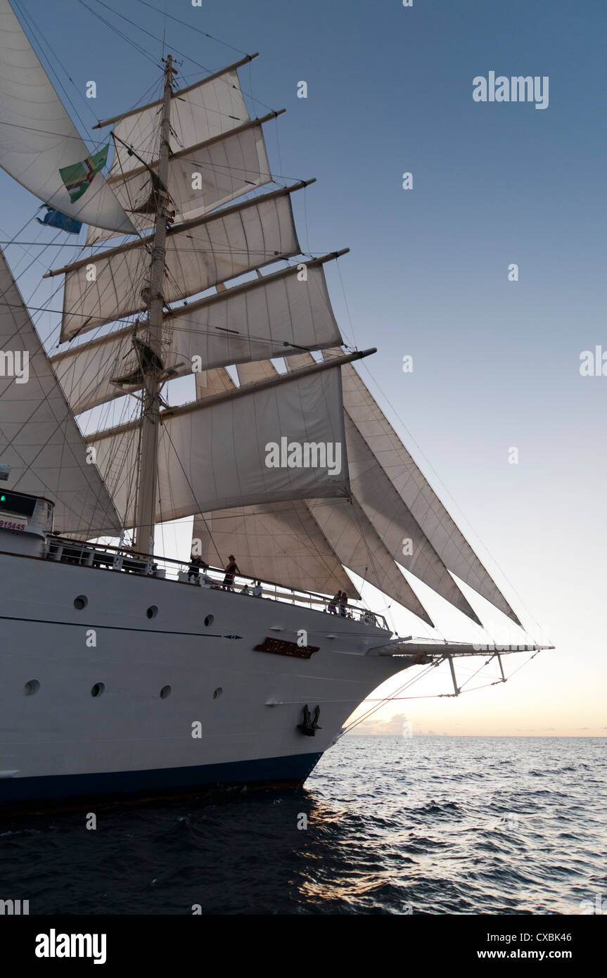 Star Clipper sailing cruise ship, Dominica, West Indies, Caribbean ...