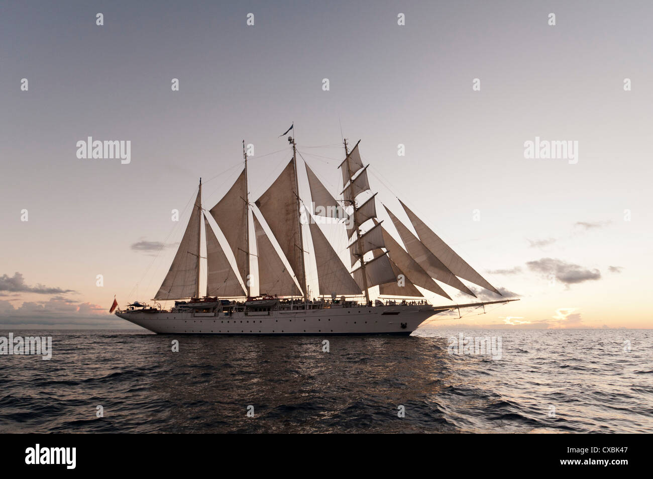 Star Clipper sailing cruise ship, Dominica, West Indies, Caribbean ...