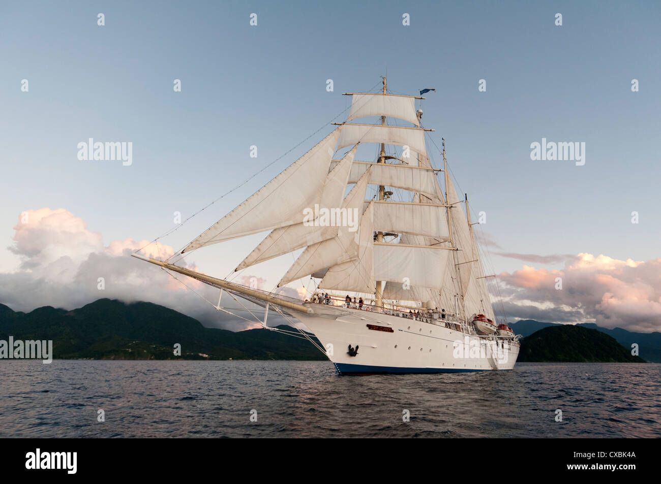 Star Clipper sailing cruise ship, Dominica, West Indies, Caribbean ...