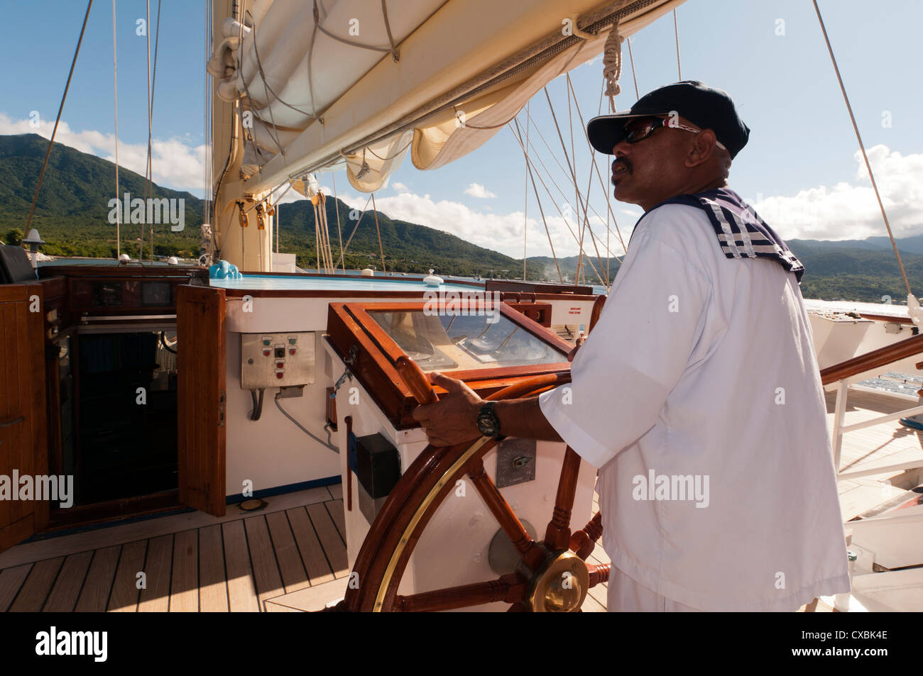Star Clipper sailing cruise ship, Dominica, West Indies, Caribbean ...