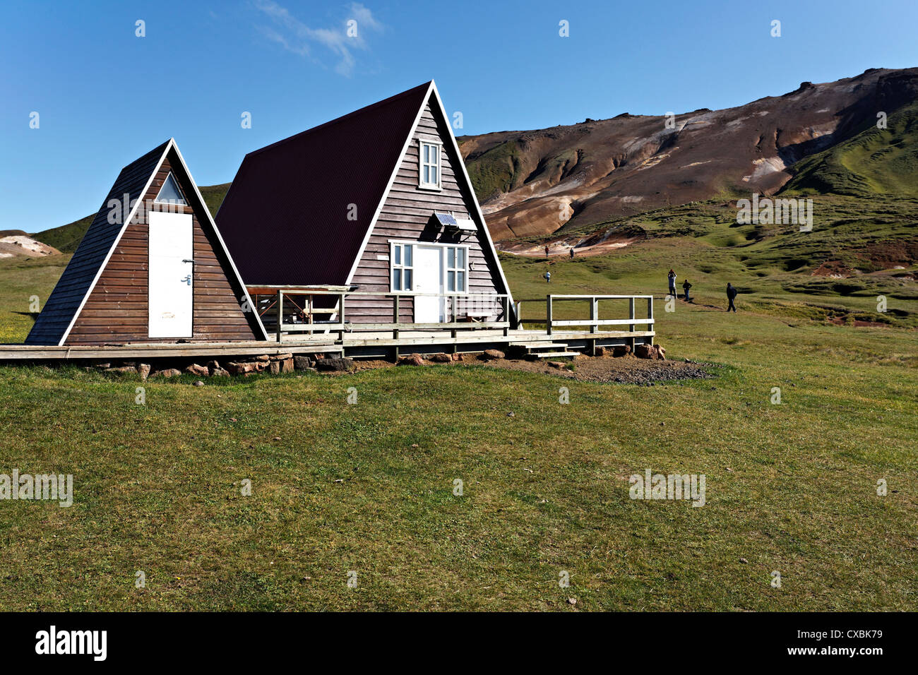 Huts in landscape, Hellisheidi, Iceland Stock Photo - Alamy