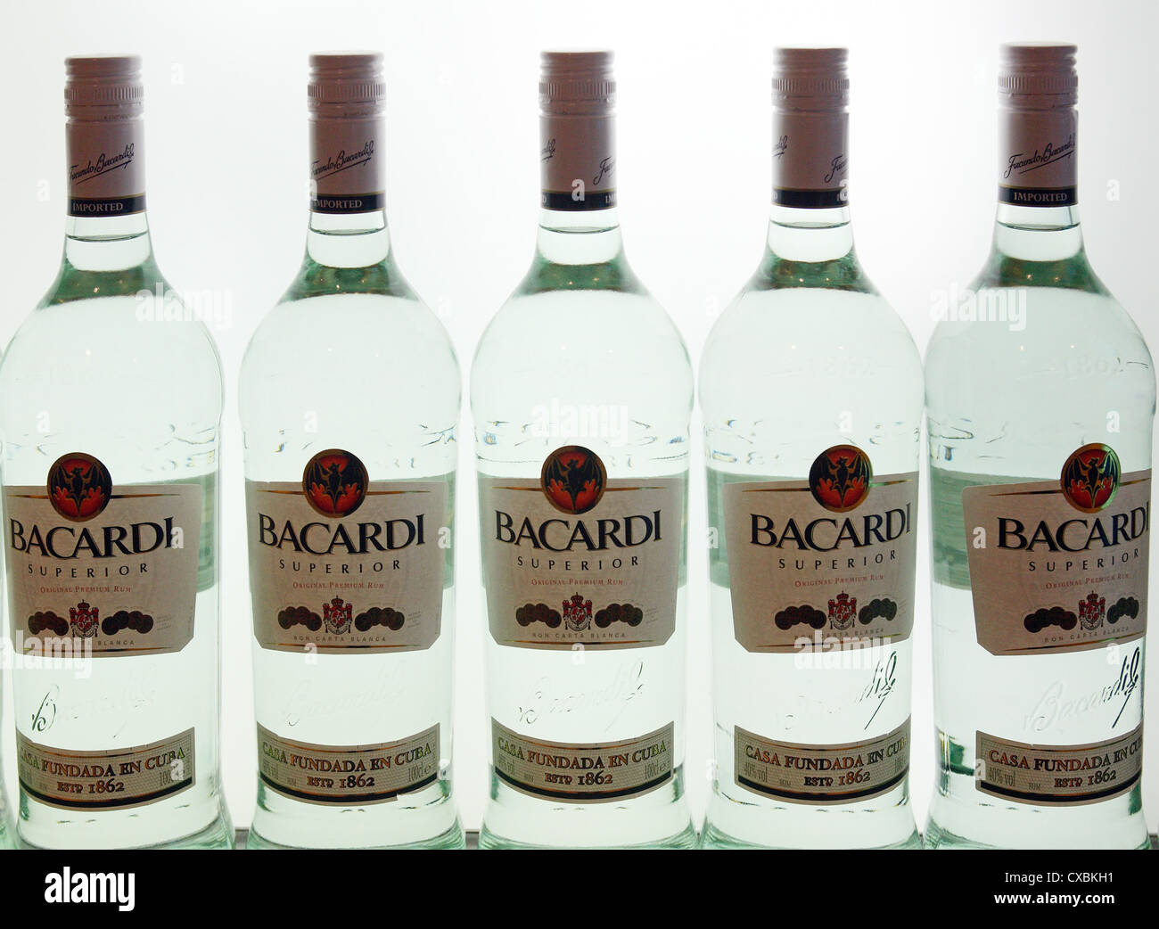 Symbol photo, bottles of Bacardi Rum Stock Photo - Alamy