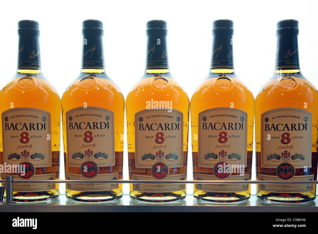 Symbol photo, bottles of Bacardi Rum Stock Photo - Alamy