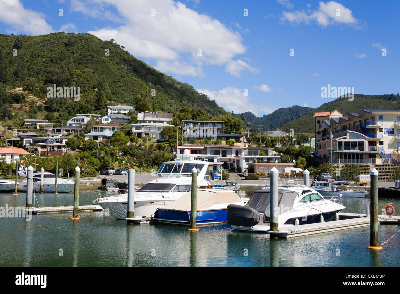 Picton Harbour Marina, Picton, South Island, New Zealand, Pacific Stock ...