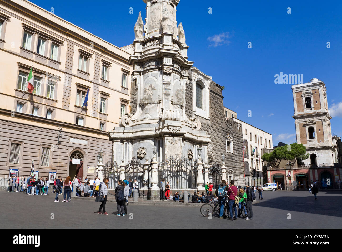 Monument in Piazza Gesu Nuovo, Naples, Campania, Italy, Europe Stock ...