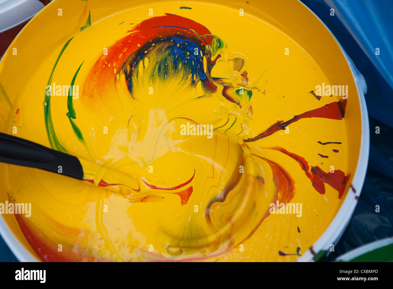 Paint buckets with colors Stock Photo - Alamy