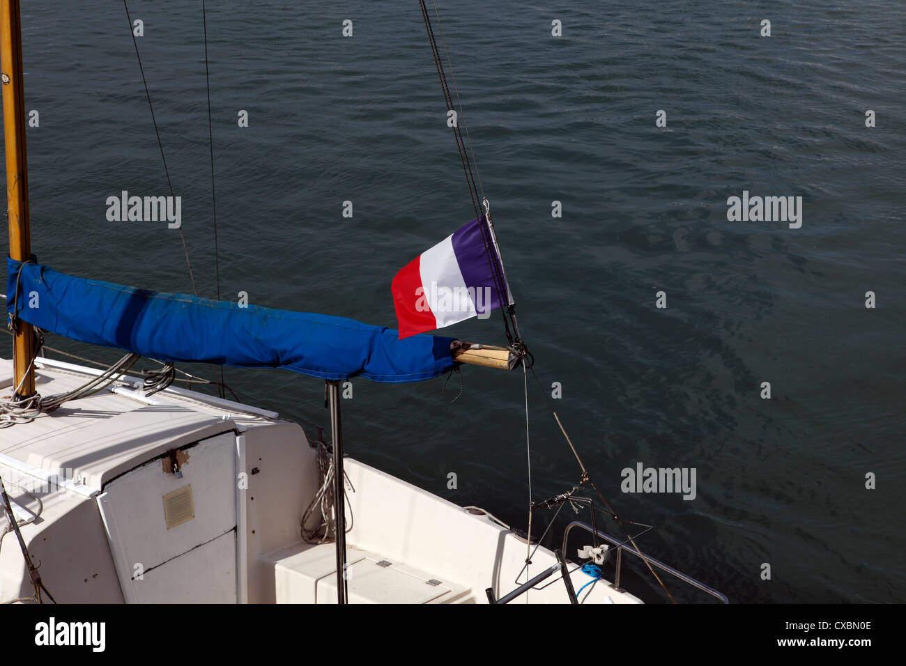 French flag on a sailing boat Stock Photo - Alamy