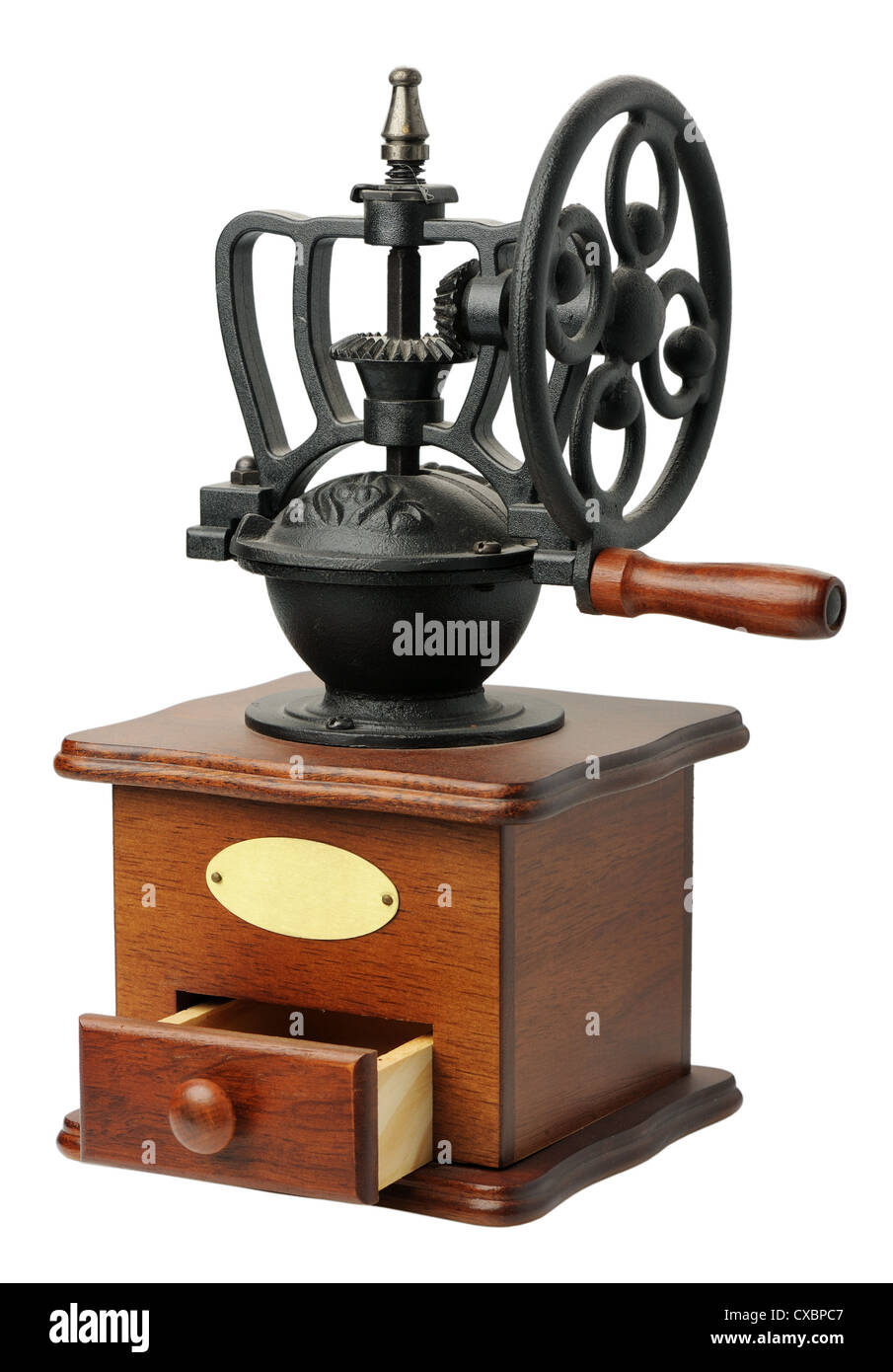 Antique hand-mill for coffee, isolated on a white background Stock ...
