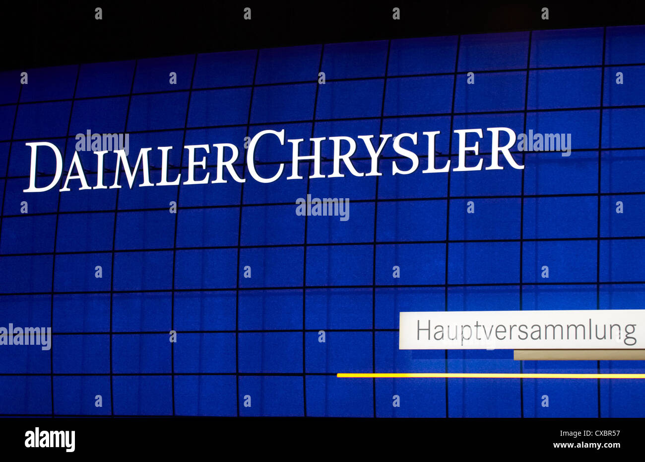 Berlin - Logo of DaimlerChrysler AG in a bright blue wall Stock Photo - Alamy