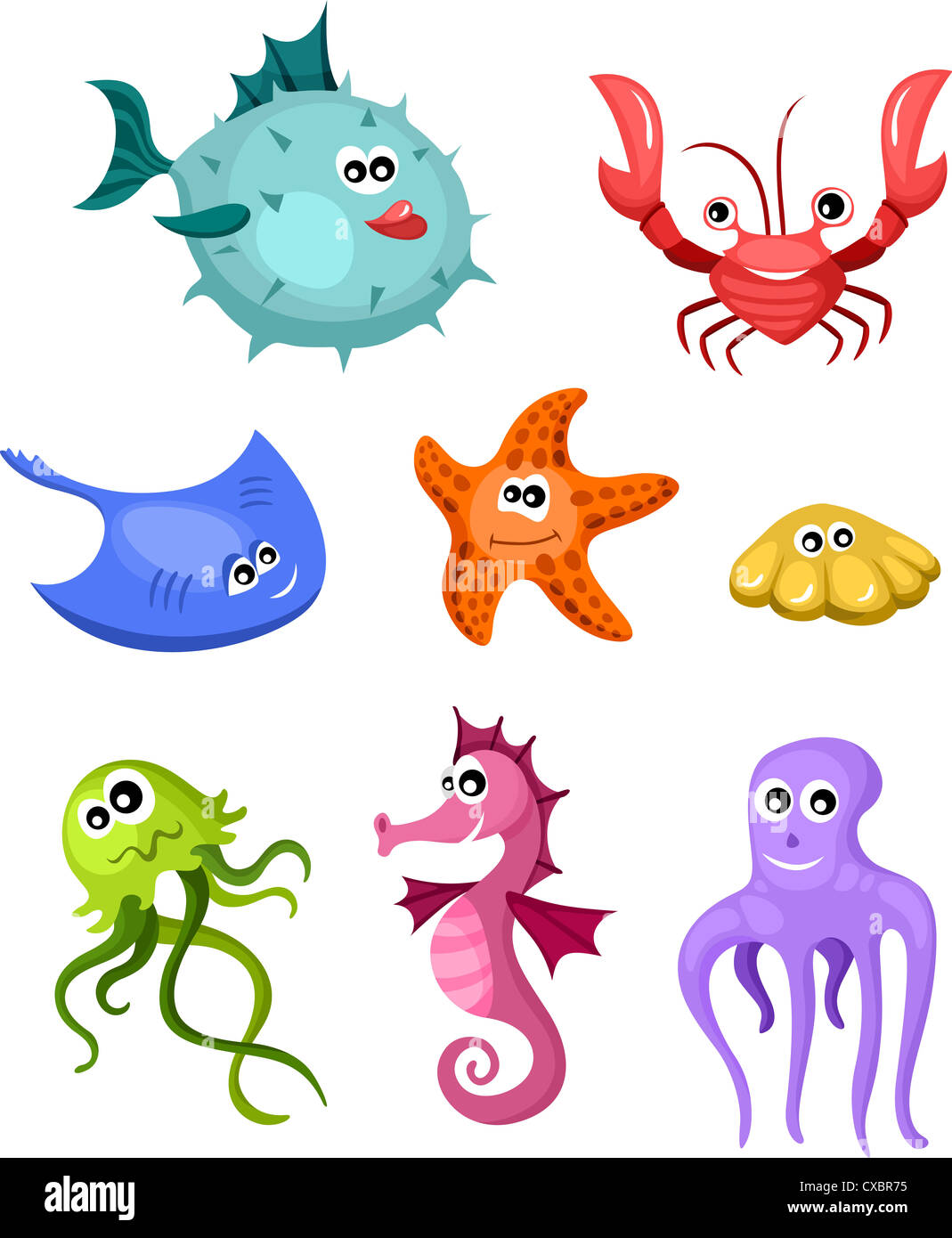sea life set Stock Photo - Alamy