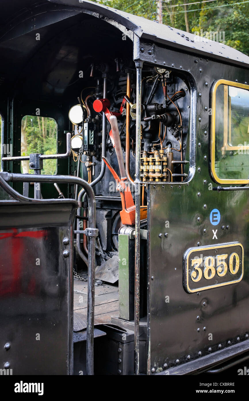 Close up of the controls of a Steam locomotive at Bishops Lydeard ...