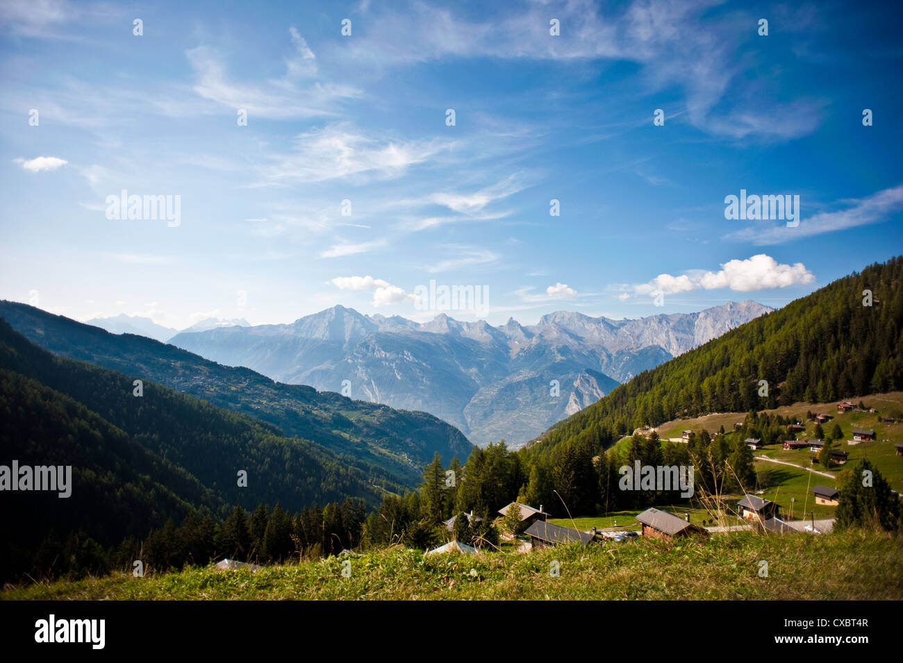 Chalets in the Alps in Summer Stock Photo - Alamy