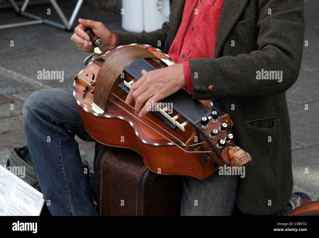 close up of a Hurdy Gurdy been played Stock Photo - Alamy