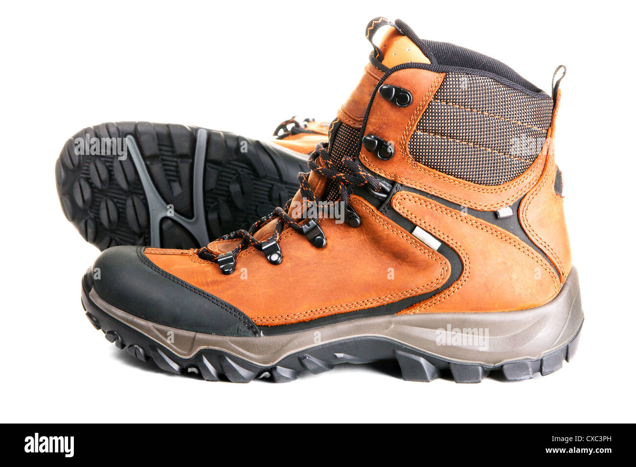 New modern leather boots isolated on white background Stock Photo - Alamy