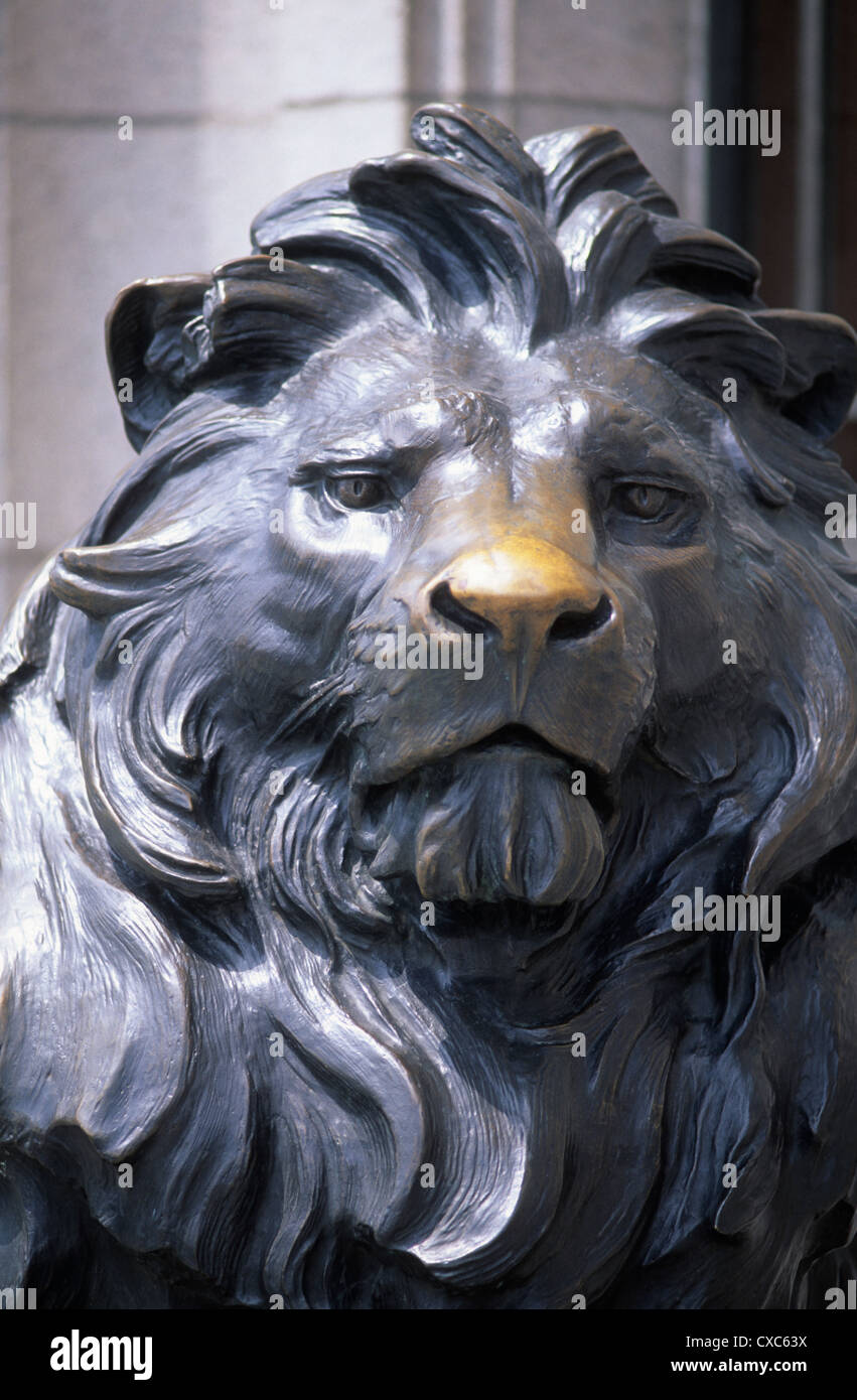 China, Shanghai, Former Hong Kong, and Shanghai bank, brass lion ...