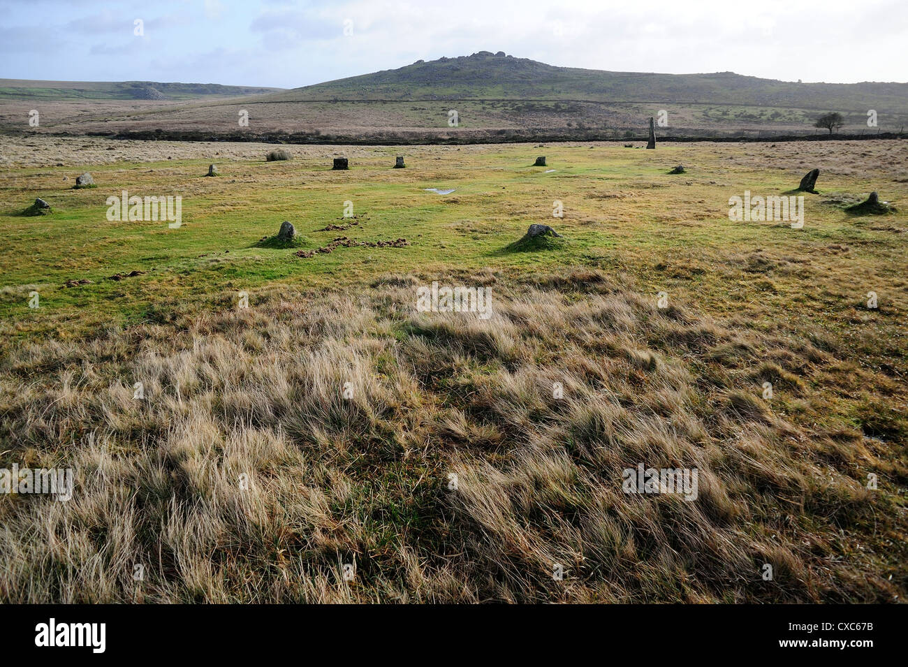Bronze Age stone circle, Merrivale, Dartmoor, Devon, England, United ...