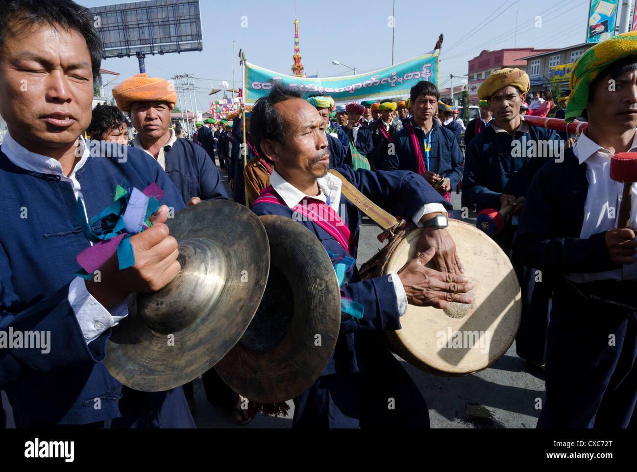 Music band in yearly procession to monastery on Pa Oh minority National ...