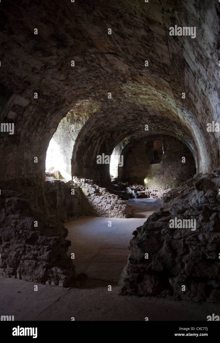 Vaulted basement of the east range of Dirleton Castle,a medieval ...
