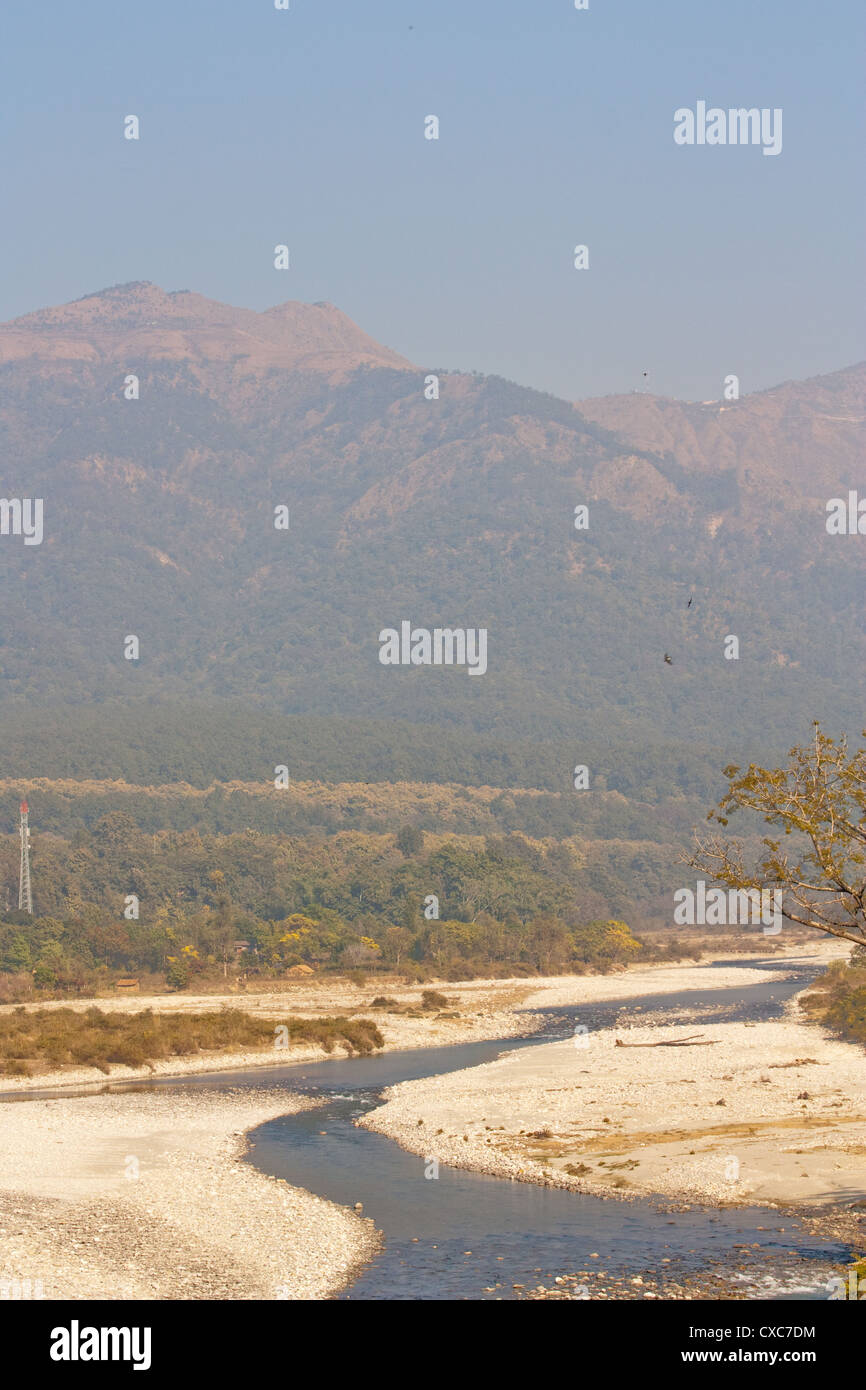 RamGanga River flowing through Corbett national Park, which is a ...