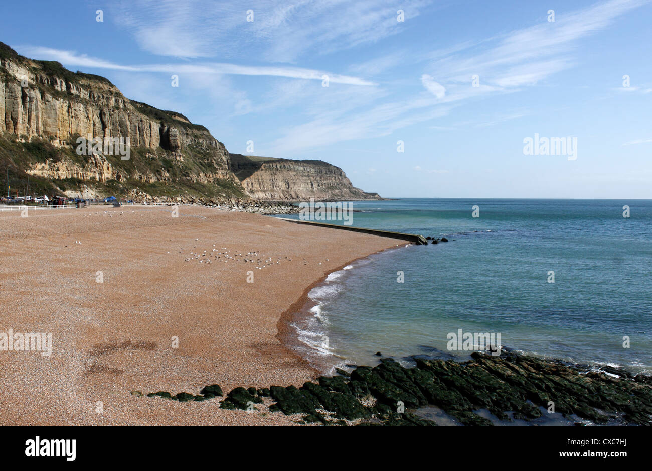 HASTINGS BEACH AND CLIFFS EAST SUSSEX UK Stock Photo - Alamy