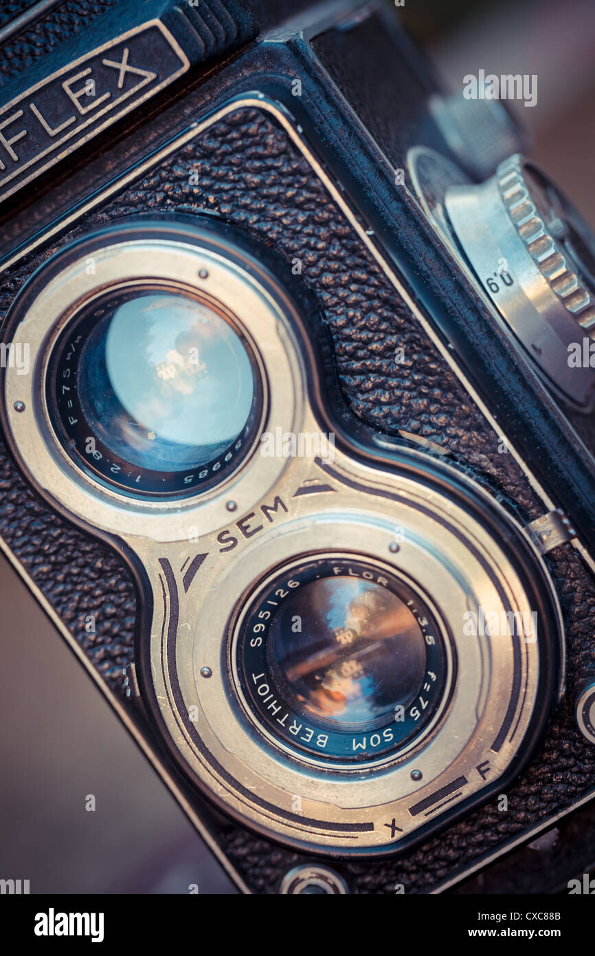 The beautiful design of an old analogic vintage camera Stock Photo - Alamy