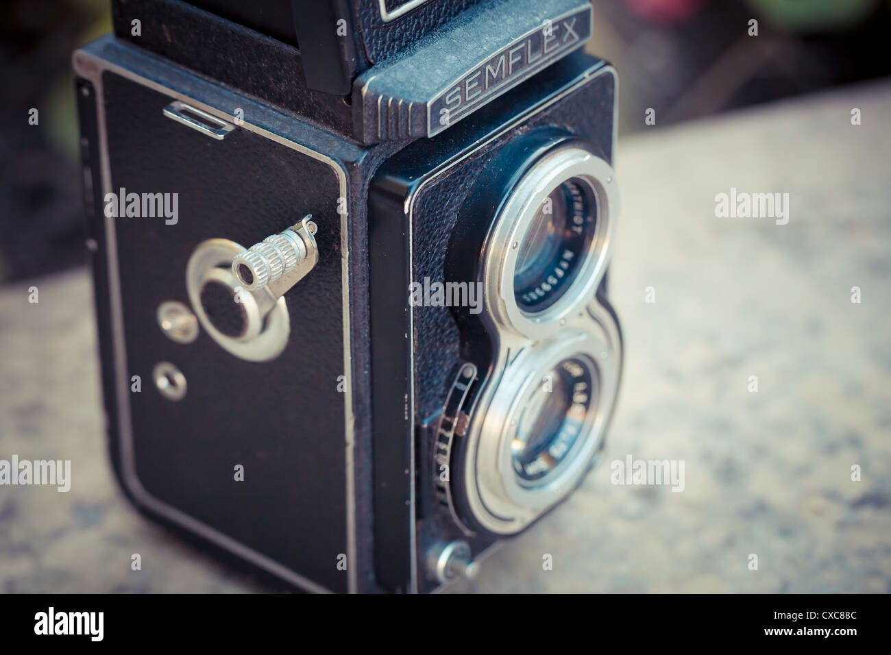 The beautiful design of an old analogic vintage camera Stock Photo - Alamy