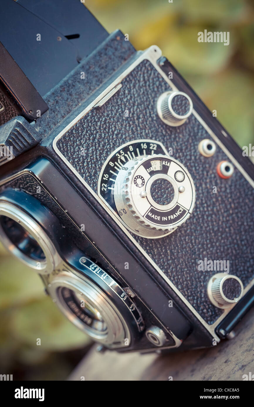 The beautiful design of an old analogic vintage camera Stock Photo - Alamy