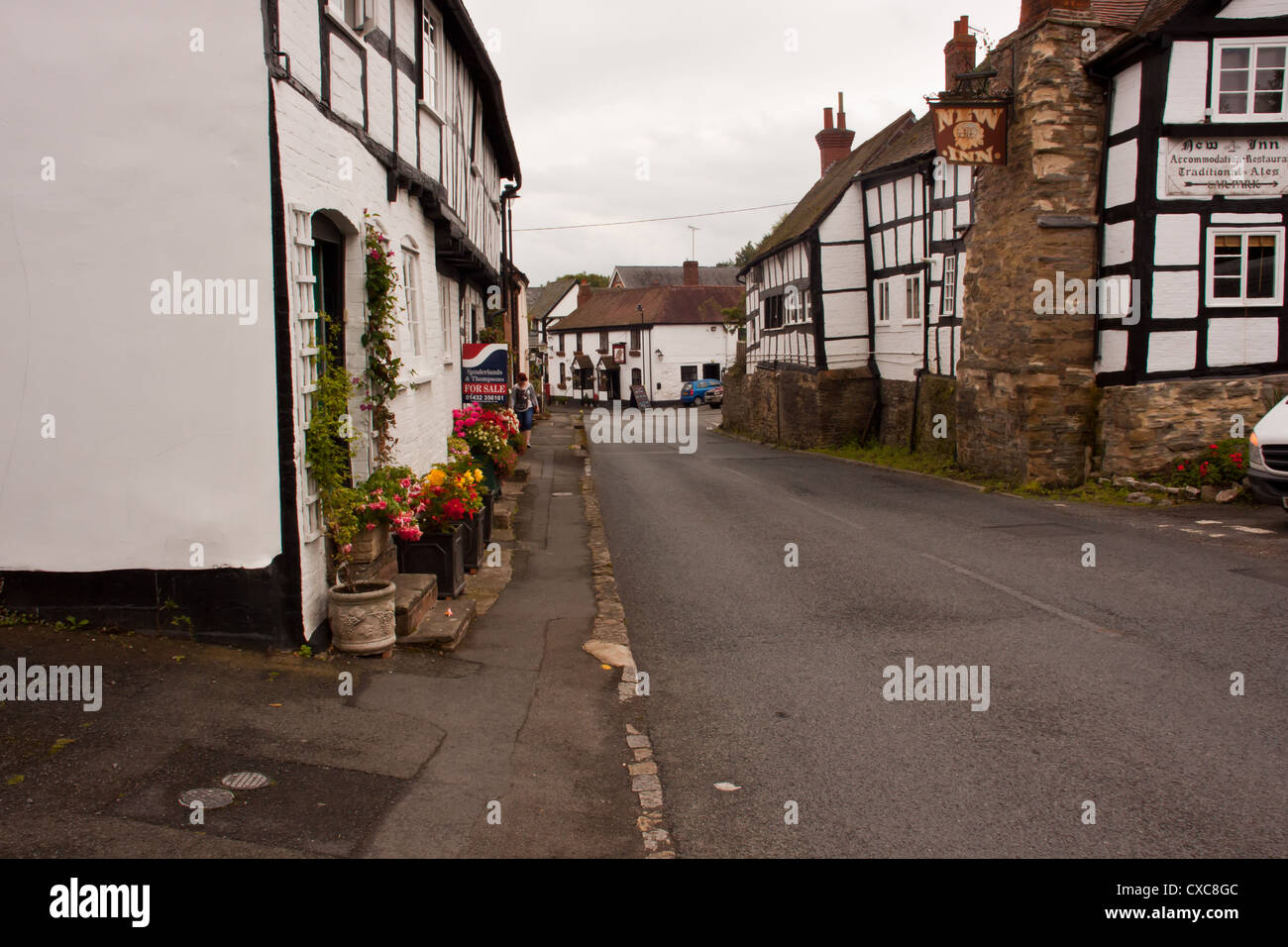 Medieval houses dwellings in the village of Pembridge Herefordshire ...