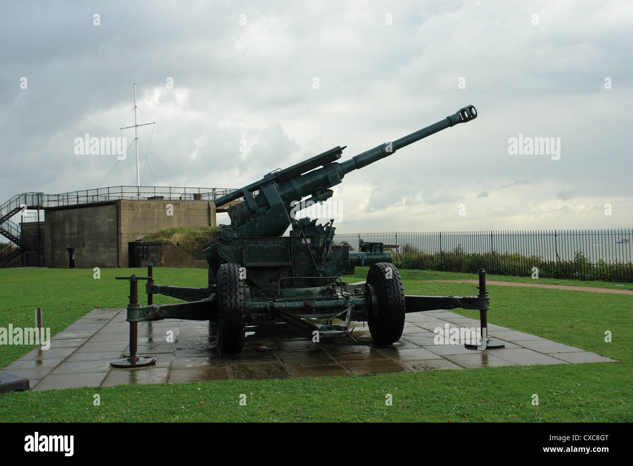 An WW2 anti-aircraft gun at Dover Castle in England. Artillery piece on ...