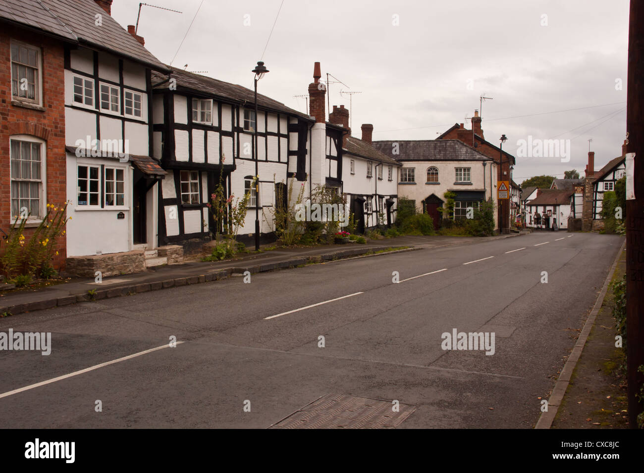 Medieval houses dwellings in the village of Pembridge Herefordshire ...