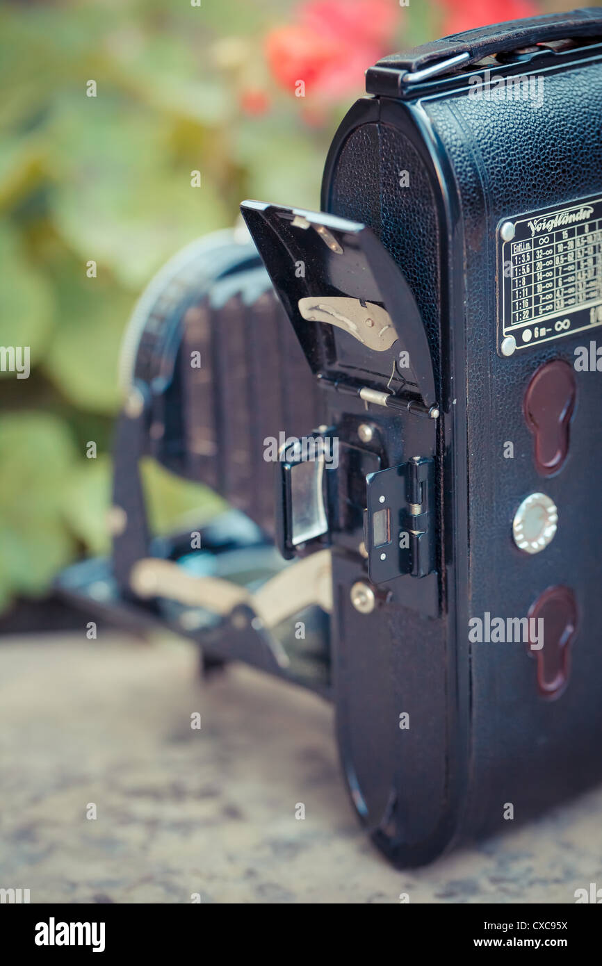 The beautiful design of an old analogic vintage camera Stock Photo - Alamy