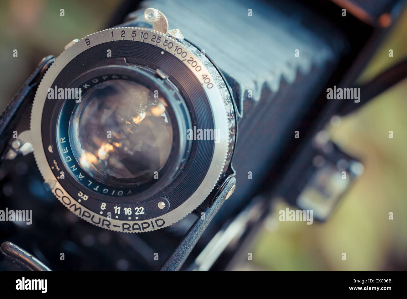 The beautiful design of an old analogic vintage camera Stock Photo - Alamy