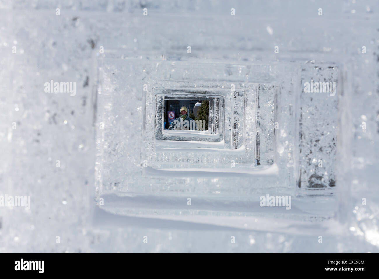 Tunnel of Ice at Winterlude. The repeating rectangles of an ice ...