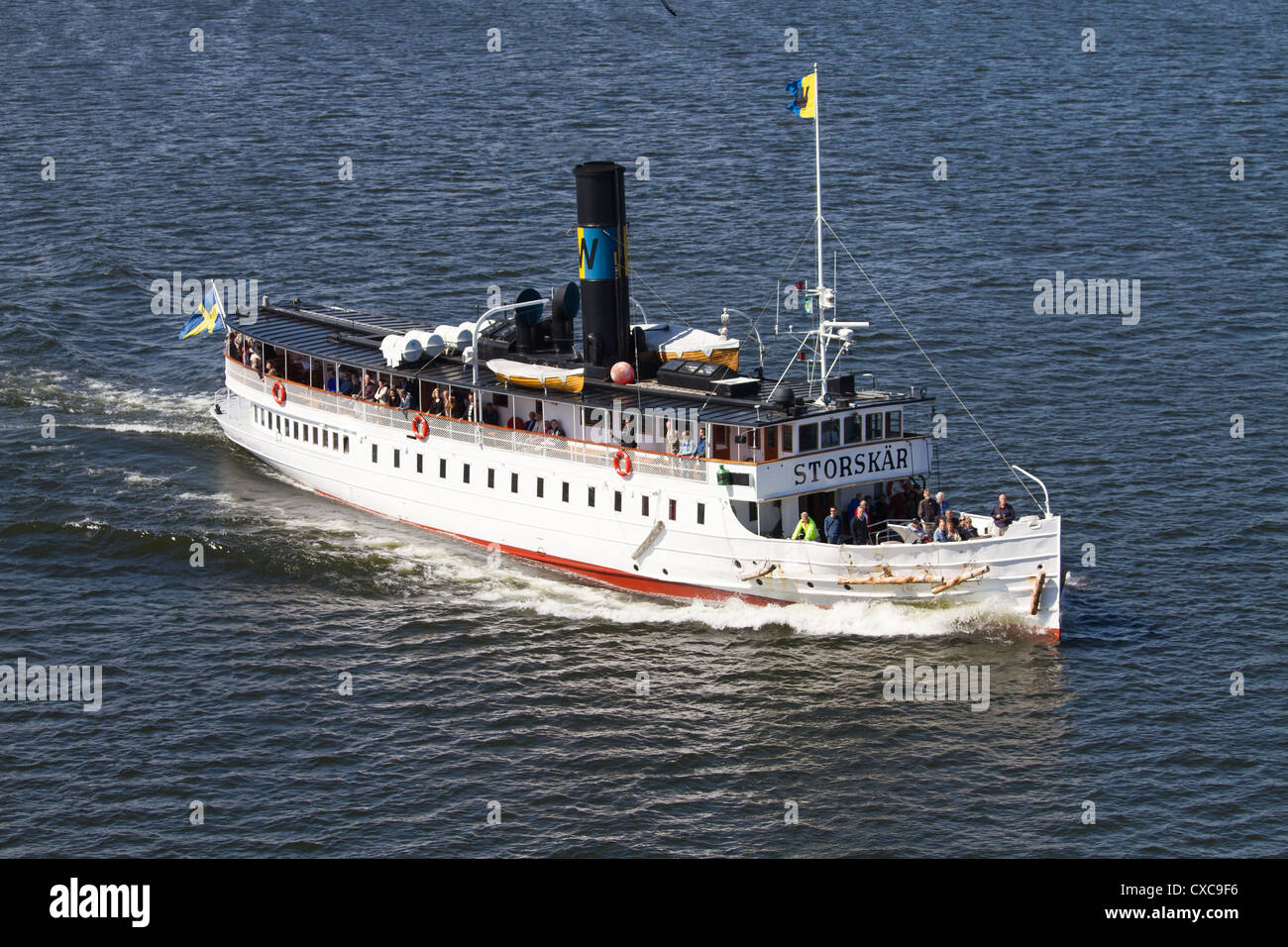 The old steamboat "Storskär" en route in the Stockholm archipelago ...
