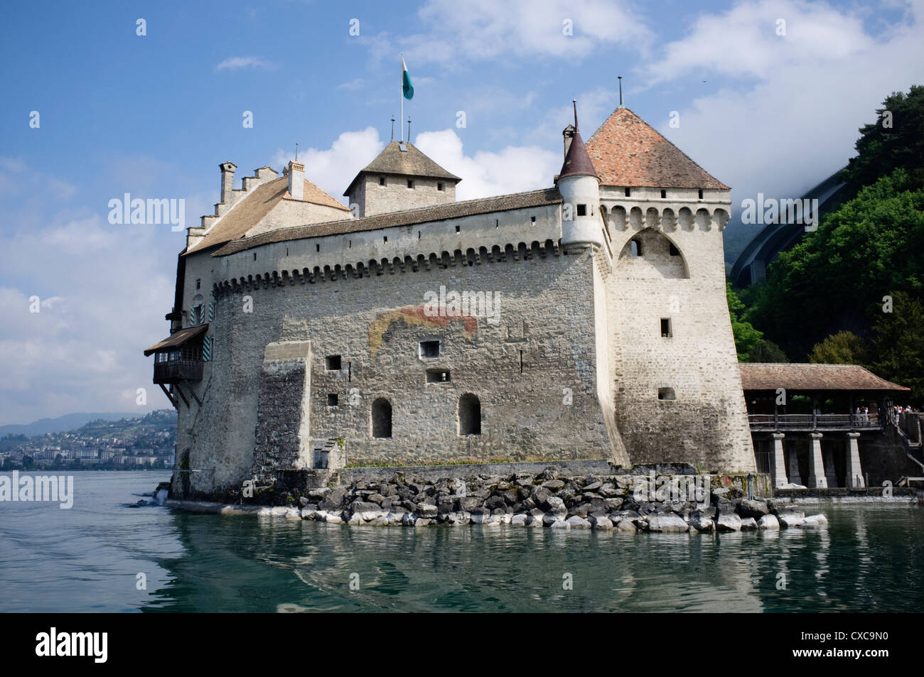 Chillon Castle provides a marvellous view of the entire Lake of Geneva ...