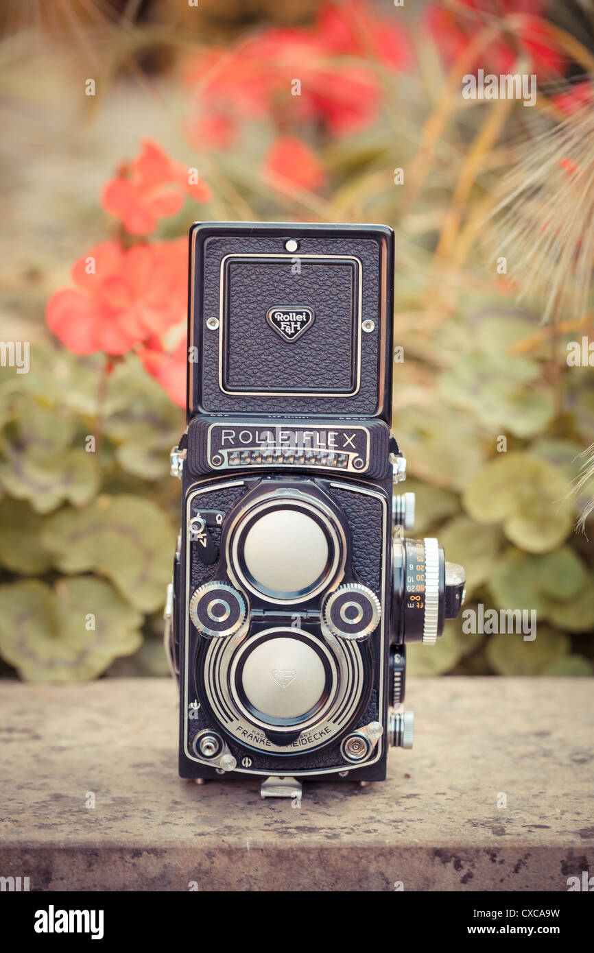 The beautiful design of an old analogic vintage camera Stock Photo - Alamy