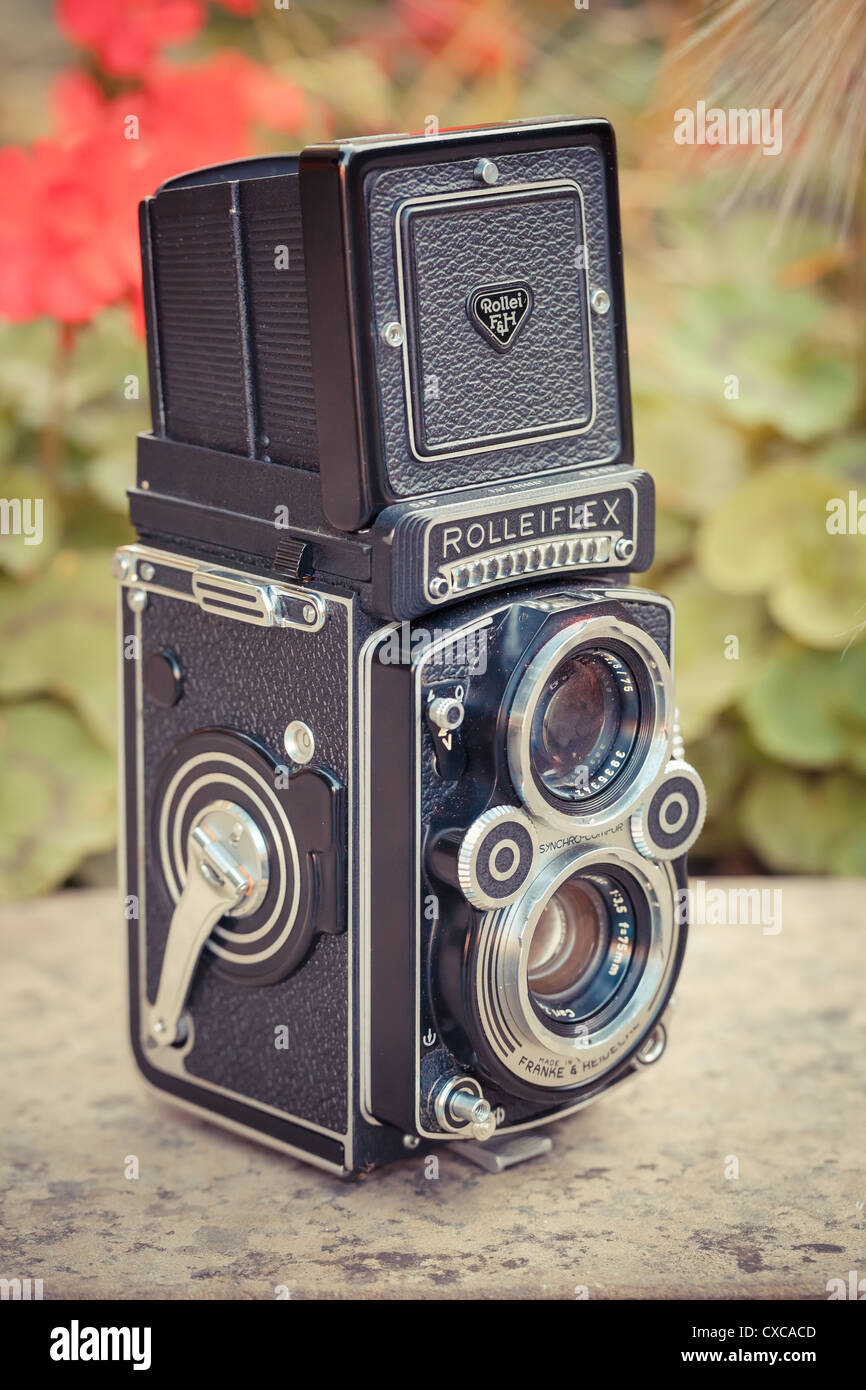 The beautiful design of an old analogic vintage camera Stock Photo - Alamy