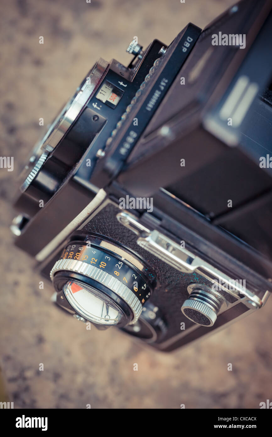 The beautiful design of an old analogic vintage camera Stock Photo - Alamy
