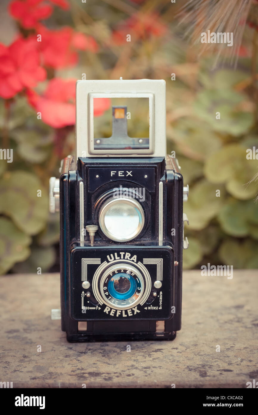 The beautiful design of an old analogic vintage camera Stock Photo - Alamy