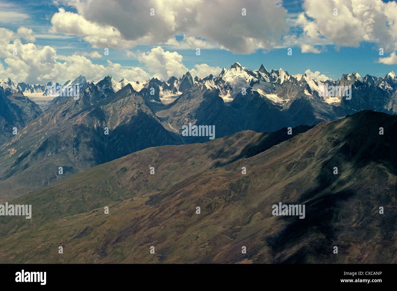 Panoramic view Zanskar Range peaks from Chora-La mountain Ladakh India ...