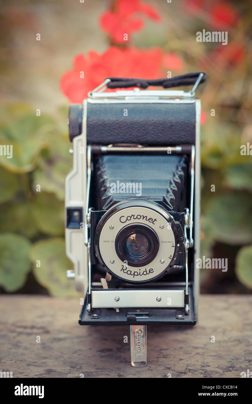 The beautiful design of an old analogic vintage camera Stock Photo - Alamy