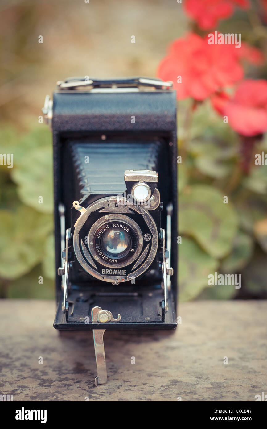 The beautiful design of an old analogic vintage camera Stock Photo - Alamy