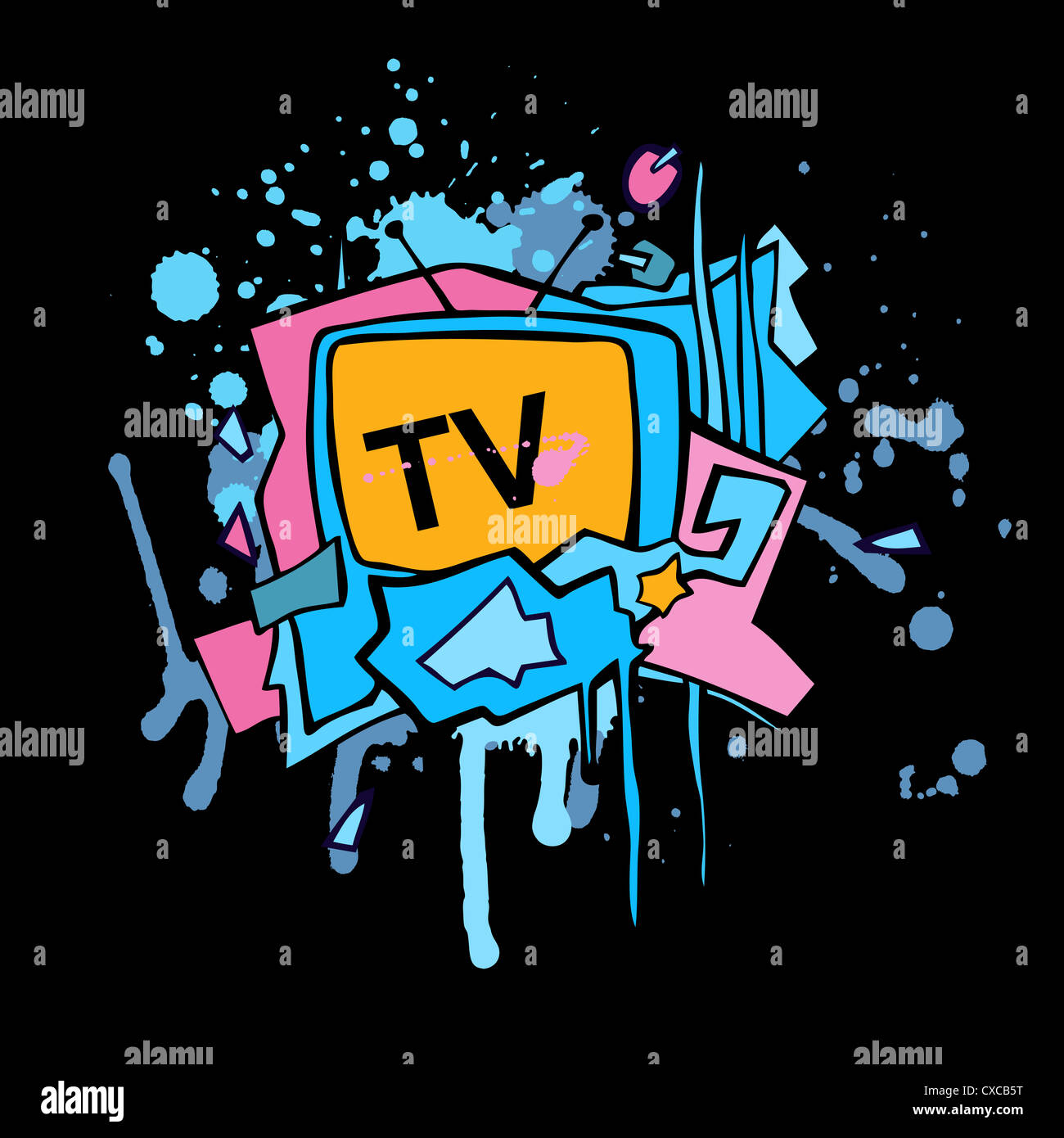 Abstract vector colorful TV illustration. Grunge design Stock Photo - Alamy